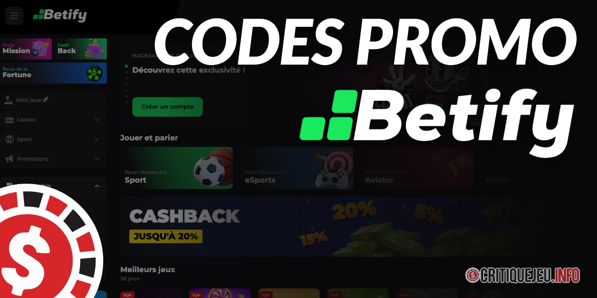 Tous Les Codes Promos Betify | Bonus 20 Free Spins sans dépôt
