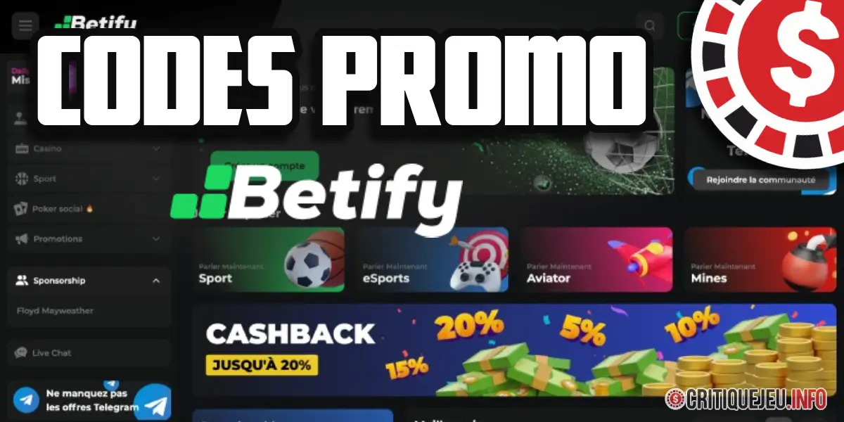 Tous Les Codes Promos Betify | Bonus 20 Free Spins sans dépôt